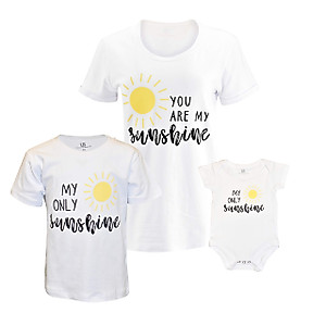 Unique Baby My Sunshine Matching Mommy and Me Outfits Mom Daughter Shirts Mothers Day Outfits Mama Mini Clothing Layette (12M, White)