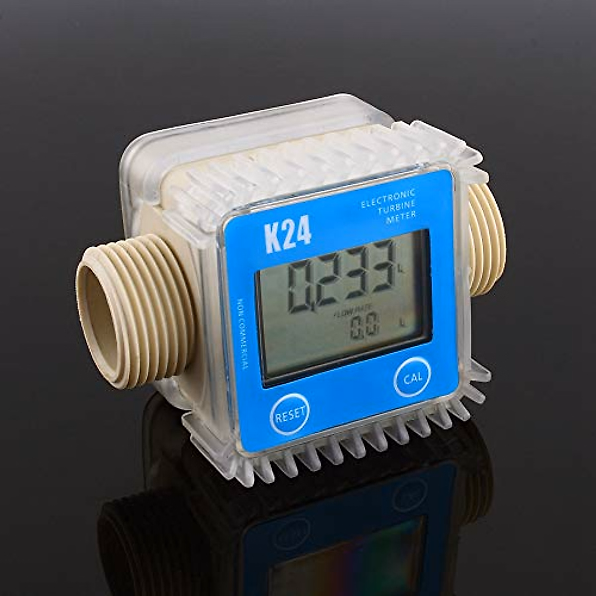 Fuel Meter K24 Turbine Digital Fuel Flowmeter with LCD Display for Chemicals Liquid Water Blue