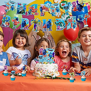 Finding Nemo Birthday Decorations, Finding Nemo Party Supplies Include Happy Birthday Banner, Cake Topper and Cupcake Toppers, Balloons for Finding Dory Party Decor