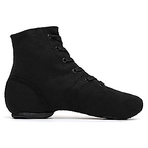 Smithmelody Canvas Jazz Dance Boots Ballet Dancing Sneakers for Adult Men Women (7/38，Black