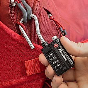 Master Lock Padlock, Set Your Own Combination TSA Accepted Luggage Lock, 1-5/16 in. Wide, 4696D , Black