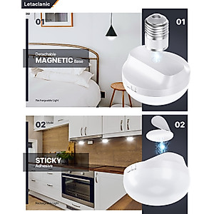 2 Packs E26 Rechargeable Light Bulbs, Magnetically 450LM/3-Color Temperature/RGB/60W Equivalent, Battery Operated Light Bulb with Remote Control/Timer/Dimmer/Detachable for Non-Hardwired