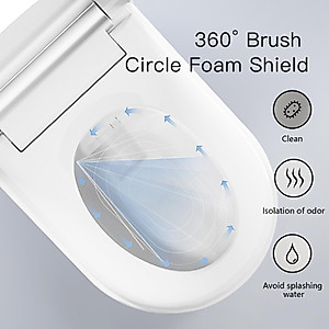 Fefances Smart Toilet with Integrated Bidet Seat - Tankless Design, Auto Lid Open/Close & Flush, Heated Seat for Comfort, Digital Display, Elongated Bowl - Perfect for Modern Bathrooms，White