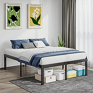 COMASACH 18 Inch Tall Metal California King Bed Frame with Maximum Storage, Heavy Duty Dural Steel Slat Reinforced Platform Bed Frames, Noise Free