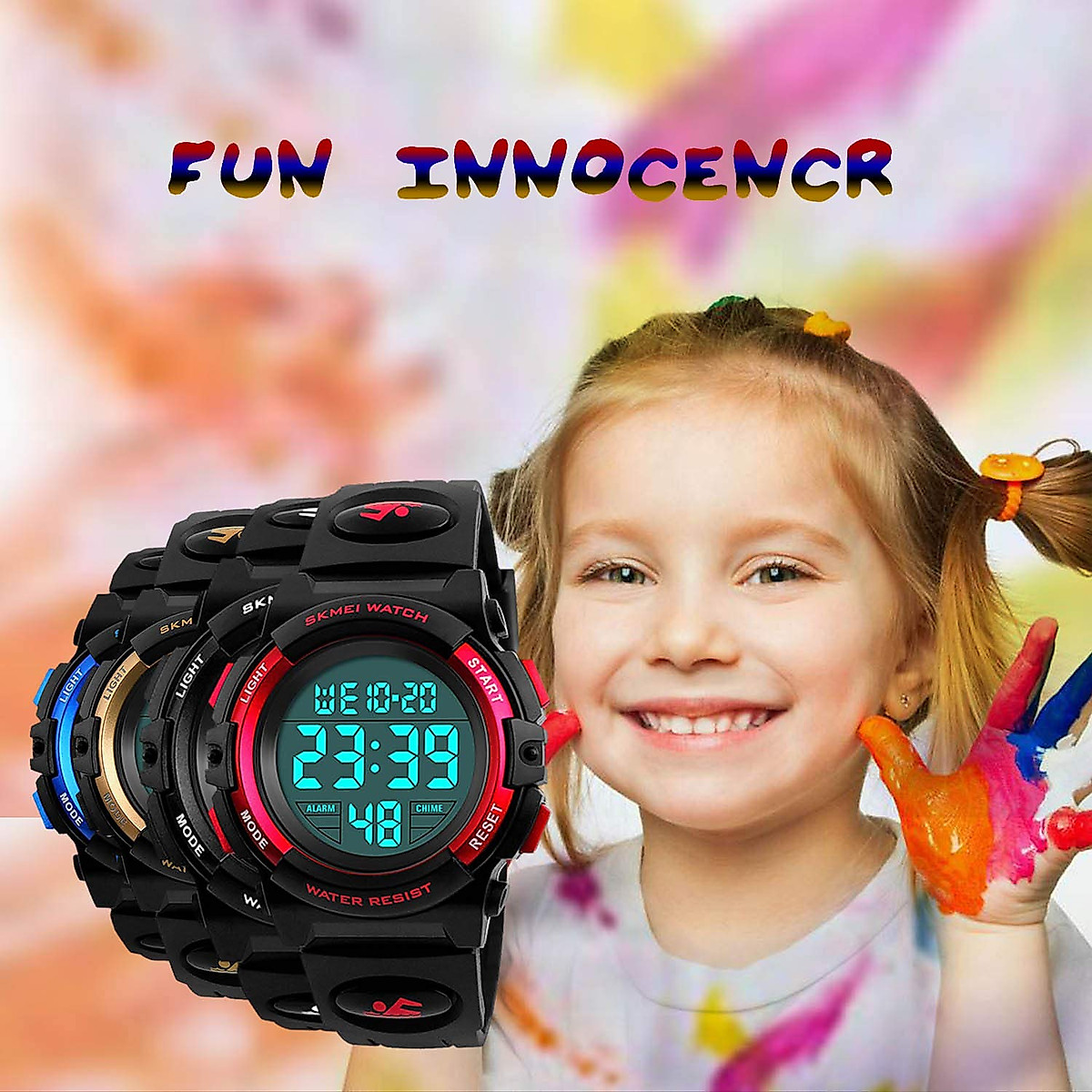 Digital Watch for Girls Ages 4-15, Kids Red Digital Sports Waterproof Outdoor Analog Electronic Watches with Alarm Stopwatch, Children Birthday Presents Gifts Toys for Age 4-12 Year Old Boys Girls