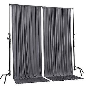 AK TRADING CO. 10 feet x 10 feet Charcoal IFR Polyester Backdrop Drapes Curtains Panels with Rod Pockets - Wedding Ceremony Party Home Window Decorations