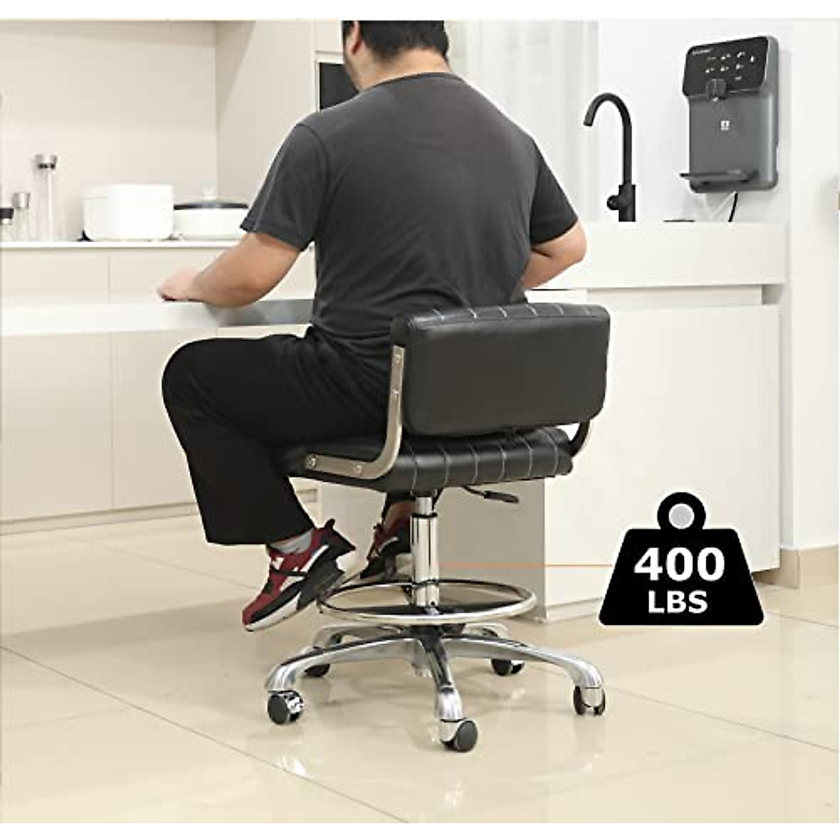 Kaleurrier Gas Lift Cylinder,Pneumatic Chair Replacement Parts- Chair or Stool Lifting Control Mechanism, 500 lbs Heavy Duty Steel Case,Chromcraft,in Universal Size,Height Extension: (10.25" Stroke)