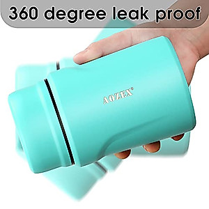 AOZEX Thermos for Hot Food, 16 oz Insulated Food Jar Small Hot Food Thermos Lunch Container with Spoon, Kids Lunch Thermos Insulated Food Container Leak Proof Soup Thermos for Adults, Green