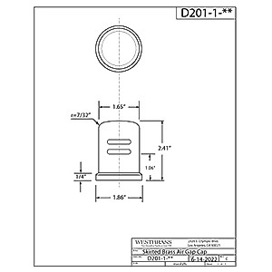 Westbrass D201-1-62 1-5/8" cap diameter 2-1/4 cap height Solid Brass Air Gap Cap Only, Skirted, 1-Pack, Matte Black
