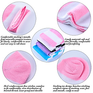 Aneco 6 Pairs Striped Over Knee High Socks Stripe High Thigh Stockings Women Long Socks for Daily Wear, Cosplay