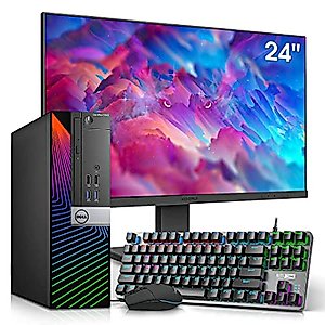 Dell Gaming PC Desktop Computers with 24 Inch Koorui Monitor Bundle, GT 1030 2GB GDDR5, Intel Core i7-6700,16GB Ram 512GB SSD, Built-in WiFi Ready, Windows 10 Pro, Altec RGB Keyboard Mouse (Renewed)