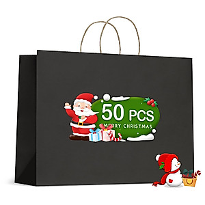 UCGOU 16x6x12 Black Gift Bags with Handles 50Pcs Large Paper Bags Shopping Bags for Small Business Party Favor Bags Bulk Craft Bags Retail Bags Grocery Bags