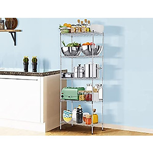 Metal Shelving, 5 Tier 750 Lbs Capacity Wire Shelving with Leveling Feet, Nsf Certified Metal Shelves for Kitchen Pantry Closet Laundry Bathroom Office, 5-shelf Metal Storage Shelves Storage Rack