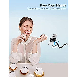 Tryone Gooseneck Phone Holder Stand for Bed Flexible Arm Adjustable Cell Phones Mount Clamp on Desk Bedframe Compatible with iPhone 14 Pro Max 13 12 11 X SE Series/Samsung S22 or Other 4"-7" Devices