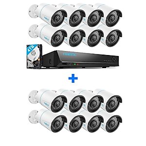 Reolink 5MP PoE Security Camera System Bundle, 16pcs 5MP Smart Human/Vehicle Detection PoE Cameras, a 16CH NVR Pre-Installed with 4TB HDD(Include 8 x 18M Cat5 Cable)