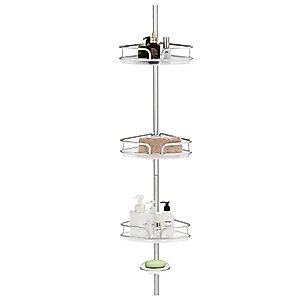 Tangkula 60"-108" Adjustable Shower Caddy Tension Pole, 4 Tier Drill Free Organizer w/3 Removable Baskets & 1 Soak Tray, Rustproof Aluminum Corner Shower Storage Rack (Silver)