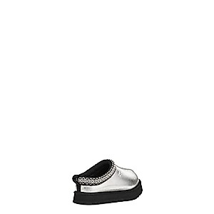 UGG Unisex-Child Tazz Leather Slipper, Silver Metallic, 13 Little Kid