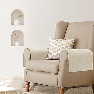 Linen Armrest Covers for Sofa, Beige Cream Armrest Covering for Chair, Armchair Slipcover for Living Room Couch Loveseat Recliner Armrest Cover Arm Covers Protector for Pets, Sets of 2, Champagne