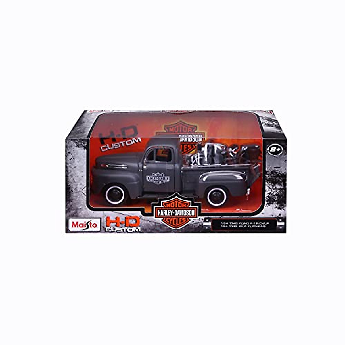Maisto 1:24 Scale 1948 Ford F-1 Pickup and Harley Davidson 1942 WLA Flathead Diecast Vehicles