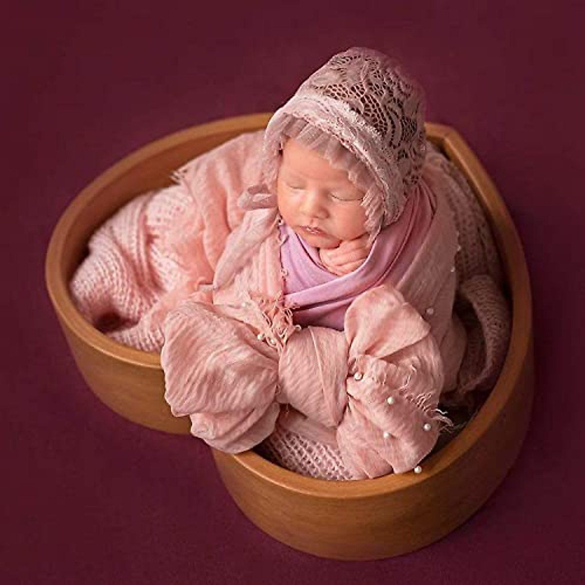 M&G House Newborn Photography Wrap | Handmade Pearl Decor Wrap Blanket for Baby Photo Props | 35.5 X 67 inch Newborn Photo Shoot Outfits Baby Photoshoot Props(Snow Powder)