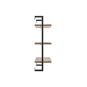 Nathan James Theo 3-Shelf Small Bookcase, Floating Wall Mount Bookshelf with Wood and Industrial Pipe/Metal Frame, Rustic Oak/Matte Black