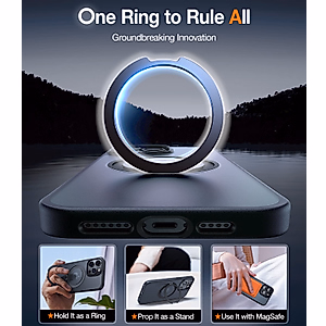 TORRAS 360°Rotatable Ring for iPhone 13 Pro Max Case [Compatible with Magsafe] with Stand, Magnetic Ring Holder Military Grade Shockproof Translucent Back Slim Fit Phone Case UPRO Ostand Pro, Black