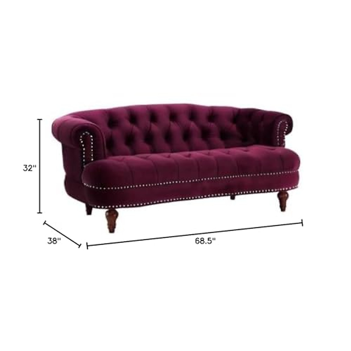 Jennifer Taylor Home Ariana Victorian Chesterfield Loveseat, Burgundy Velvet