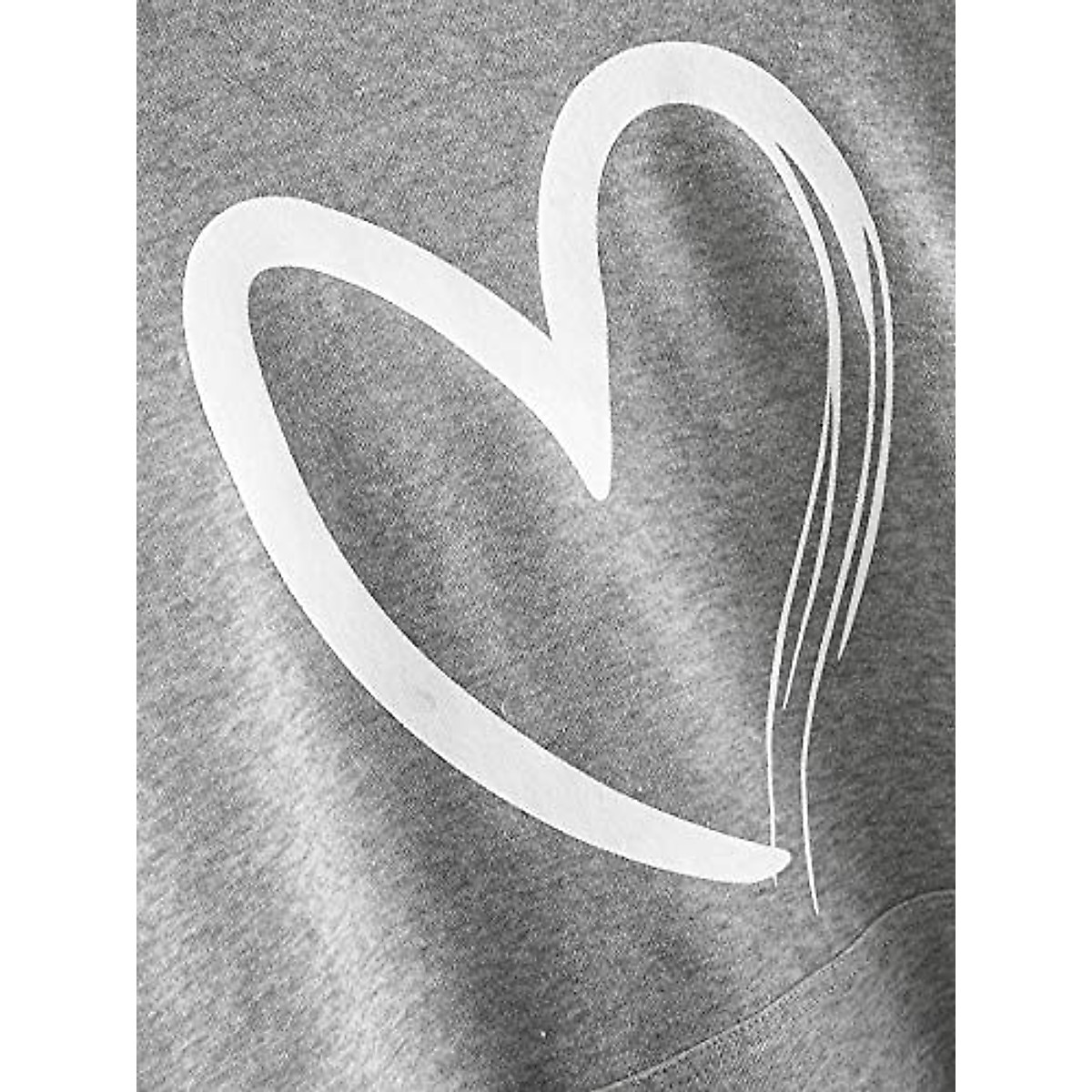 SweatyRocks Women's Casual Heart Print Long Sleeve Pullover Hoodie Sweatshirt Tops Grey XL