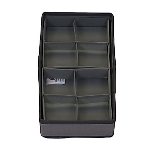 Household Essentials Tabletop Storage Box, Windowed Lid and Front Handle, 8 Compartment Lift-out Tray, 4 Fabric Pouches, Perfect for Special Occasion Tabletop Linens, Gray