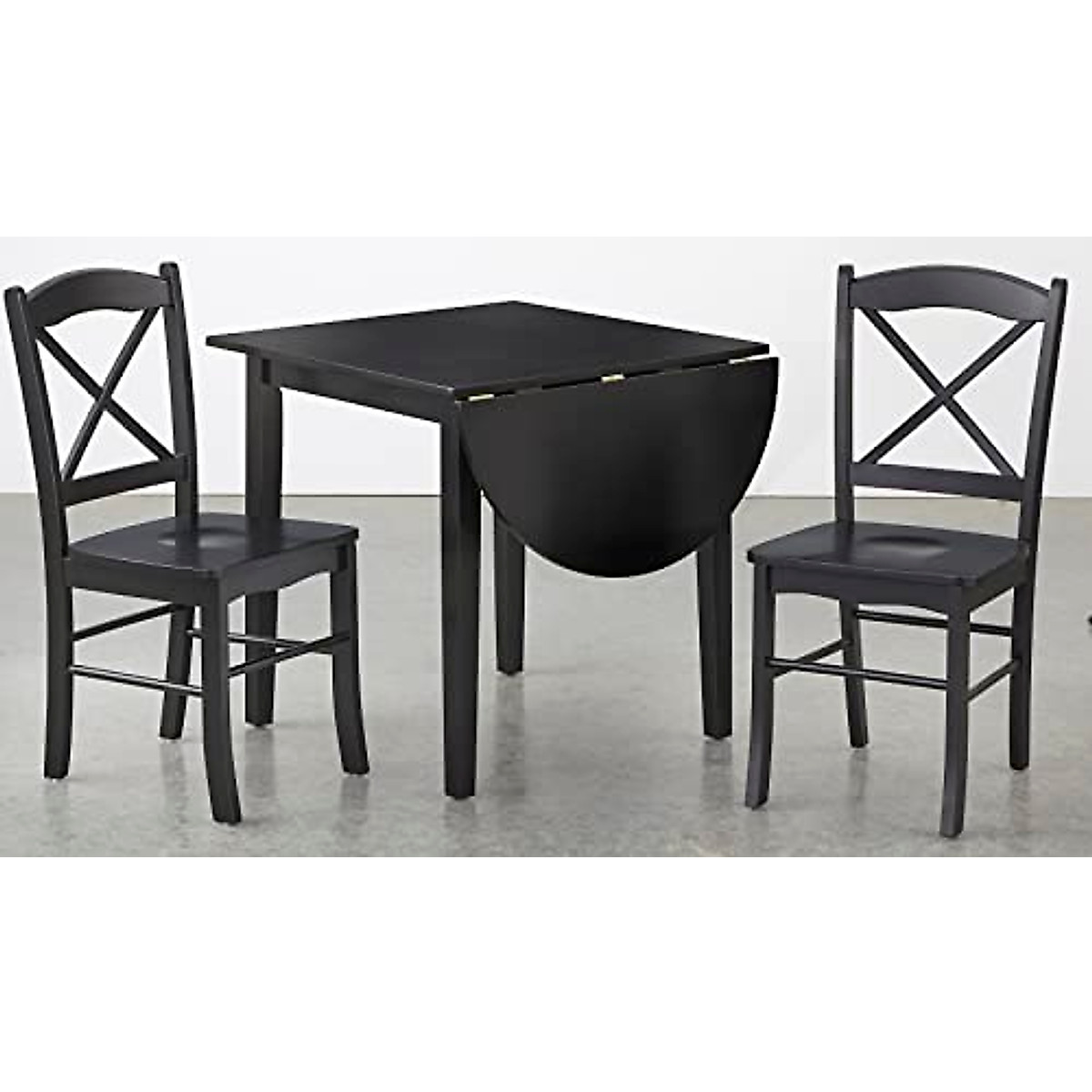Target Marketing Systems Tiffany Two-Toned Single Drop Leaf Dining Table for Small Spaces, and Apartments, Made of Solid Rubberwood, Expands from 30" to 43", Black