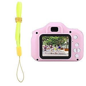 KENANLAN Kids Camera, Kids Digital Video Cameras Selfie Camera with Lanyard, X2 Mini Portable 2.0 inch IPS Color Screen Children's Digital Camera HD 1080P, Christmas Birthday Gifts(Pink)