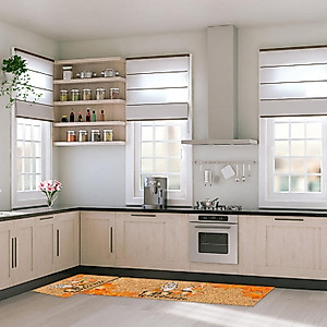 ROTORS Fall Gnome Pumpkin Decorative Kitchen Mats Set of 2, Fall Halloween Thanksgiving Rustic Yard Kitchen Rug with Non-Slip Rubber, Gnome Seasonal Decorative Floor Mat Doormat