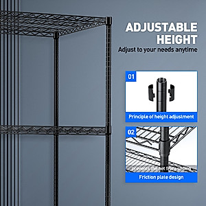 Rengue Wire Shelving with Wheels, 60"x 24"x72" Metal Storage Shelves, 4-Tier Heavy Duty Garage Storage Shelves, Chrome 2400LBS Capacity Wire Shelf Rack for Restaurant, Garage, Pantry, Kitchen