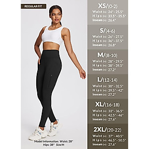 BALEAF Women's Fleece Lined Leggings Waterproof Winter Hiking Pants Thermal Running Tights Zipper Pockets High Waisted Cold Weather Black Medium