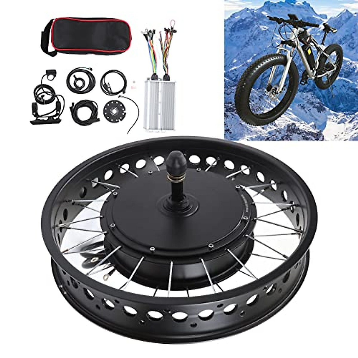20" Rear Wheel Electric Hub Motor Kit, 20inch 72V 3000W Electric Bike Controller S900 Panel Rear Drive Hub Thumb Throttle Kit for Electric Bike Conversion