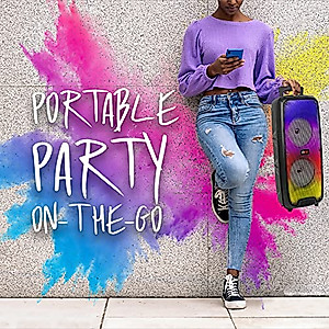 QFX LMS-66 TWS Bluetooth Rechargeable Portable Speaker with Dual 6.5" Speakers, EDR Communication, and Liquid Motion Party Lights