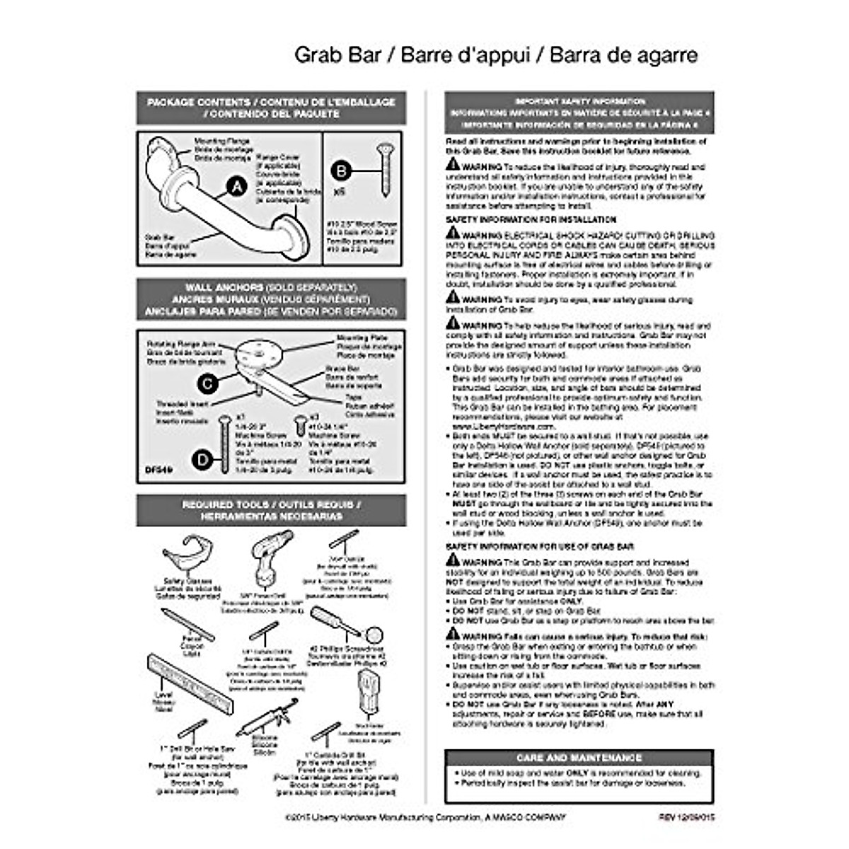 Delta Faucet D5618W Wall Mounted 18" x 1-1/2" ADA Concealed Screw Bath Safety Grab Bar in White