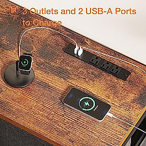 ODK Long Dresser with 3 Outlets and 2 USB Charging Ports, 57'' Wide TV Stand with 13 Large Drawers, Chest of Drawers Easy-Pull Fabric Dresser for Bedroom, Living Room, Hallway, Black and Vintage