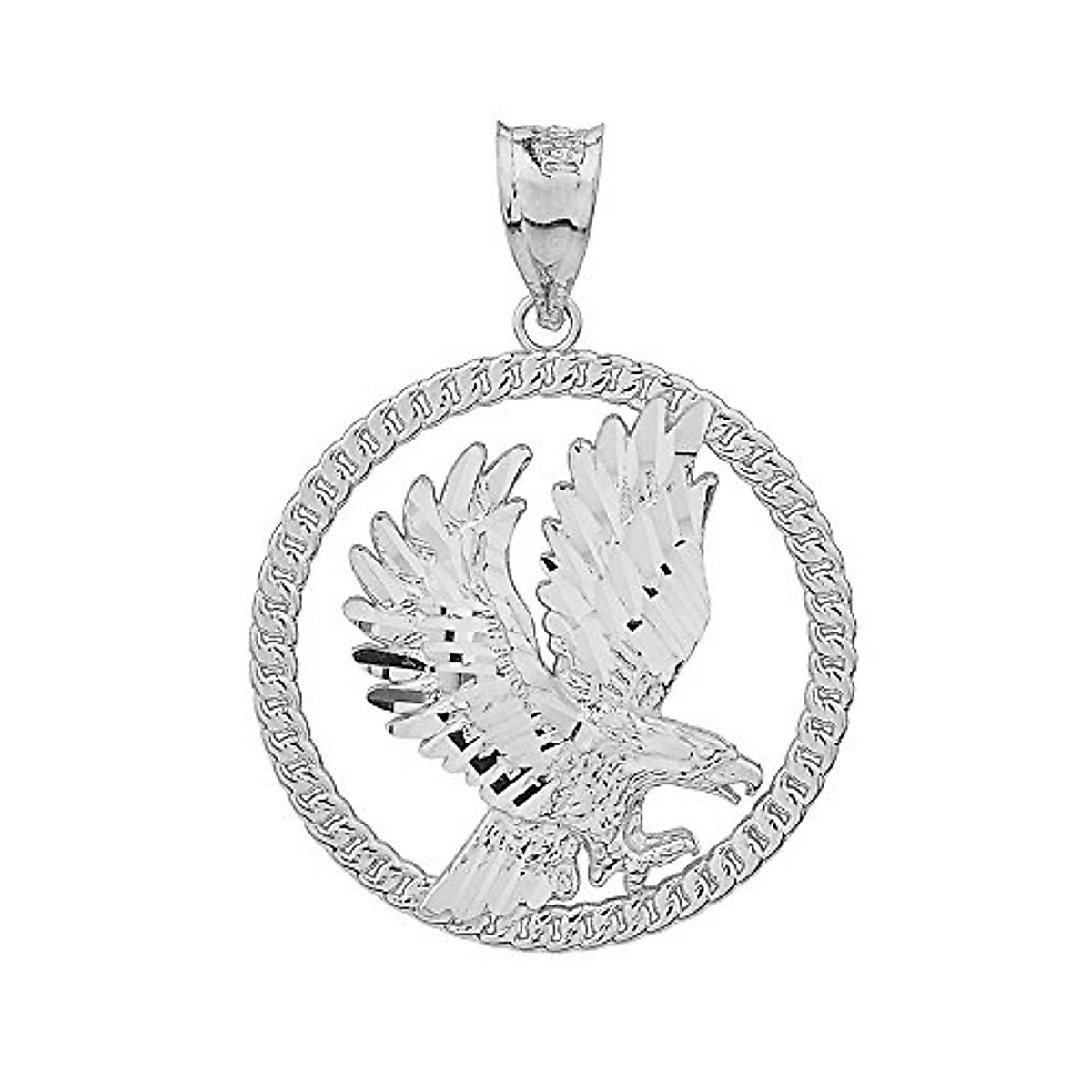 Animal Kingdom .925 Sterling Silver American Eagle 1” Round Frame Pendant - Pendant Only