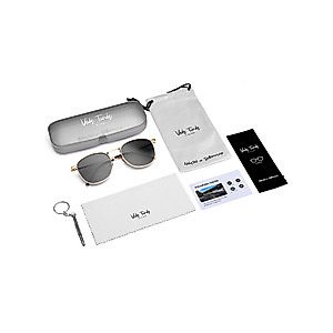 Veda Tinda Vision Sunglasses Women and Men Trendy Retro Square Black TAC Gold Frame Polarized UV400 Protection C09S01