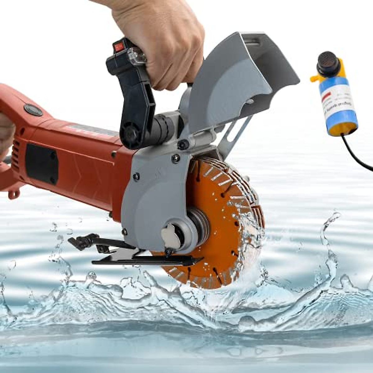 VICSEC Electric Wall Grooving Cutting Machine Chaser 110V for Slotting Brick Granite Marble Concrete Grooves With 5Pcs 5Inch 133mm Diameter Saw Blades Dustproof and Line Infrared Sighting