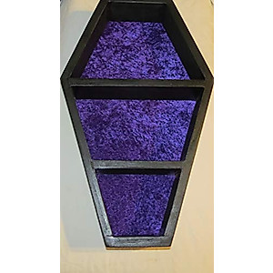 JOANNDLES Coffin Wall Shelf Black Wood to Choose Dracula Style Gothic Home Decor (22-Half L x14-half W x 3-Half D) (Black Wood Purple Back)