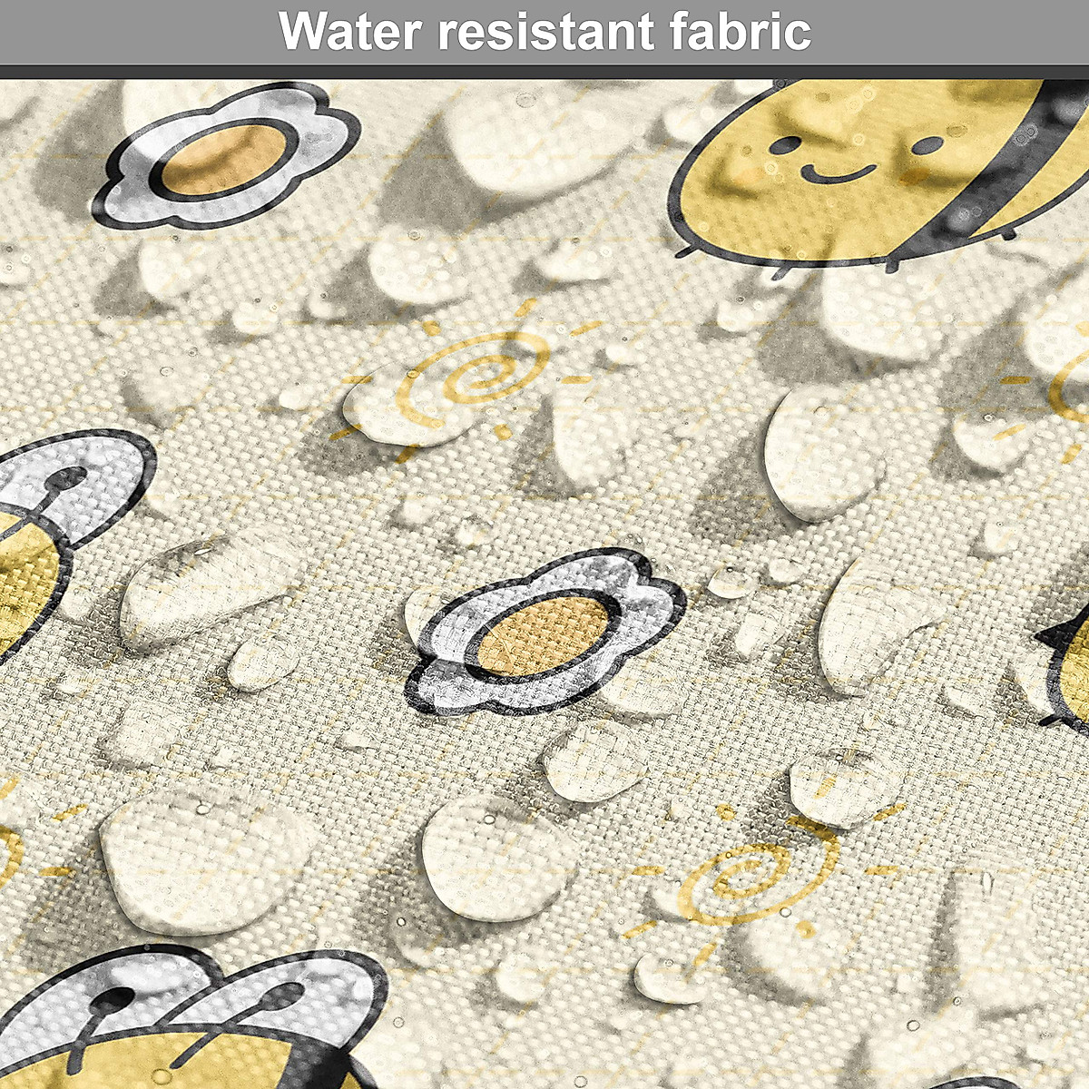 Ambesonne Insects Fabric by The Yard Repetitive Pattern with Happy Little Bees Flowers and Suns Decorative Fabric for Home Essentials Sewing Hobby DIY Upholstery and Home Accents 1 Yard Mustard Grey