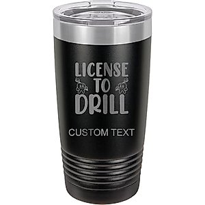 20-Ounce Vacuum Insulated Stainless Steel Tumbler Customized Etched Double-Walled Laser Engraved Coffee Black BPA-Free Mug, Lid, License to drill Dentist, Personalized Hot/Cold Insulated