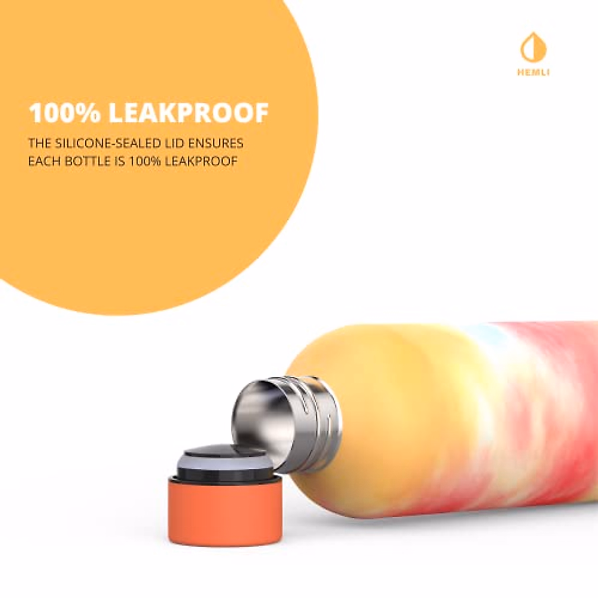 HEMLI Tie Dye Water Bottle, 17 oz. Insulated Water Bottle Stainless Steel Vacuum Insulated Double-Wall Thermos