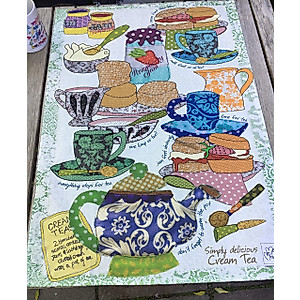 MollyMac | British Cream Tea Dish Towel | Decorative Bar Towel | Soft Absorbent Dish Cloth | Kitchen Decor | Gift for Dinner Party Birthday New Home | Made in UK | 28”x18” 100% Cotton Tea Towel