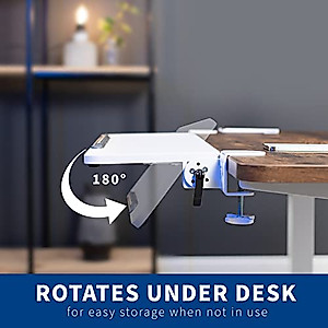VIVO Clamp On Tilting Keyboard Tray, 26 (31 Including Clamps) x 9 inch Extension Platform for Typing and Mouse Work, Elbow and Arm Support Rest, White, MOUNT-KB06HW