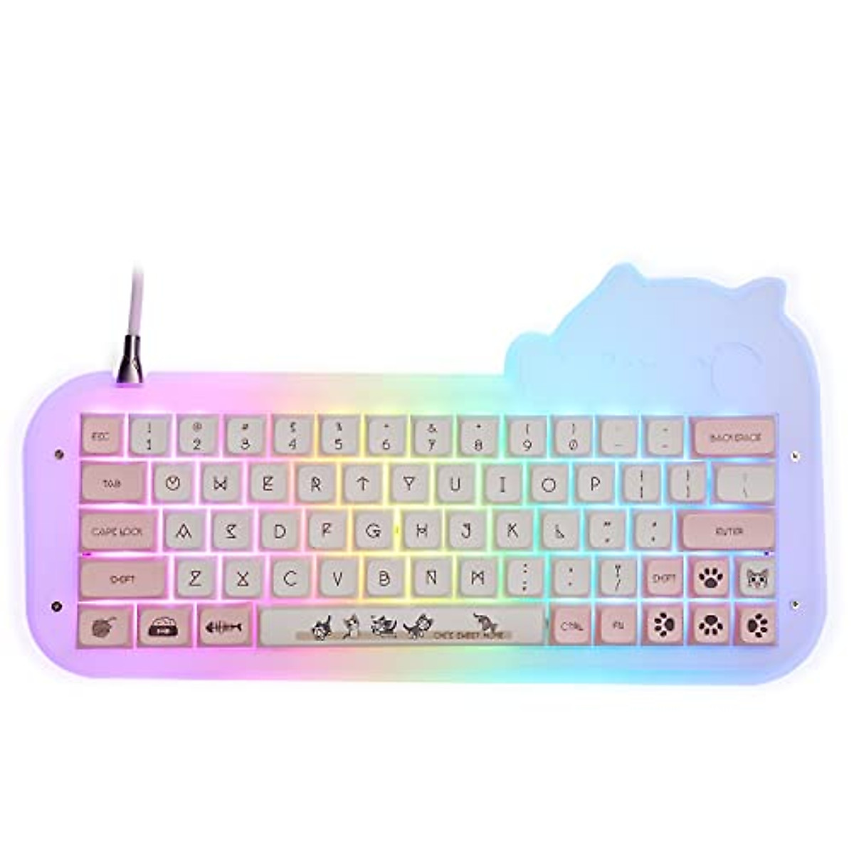 EPOMAKER Kitty 138 Keys XDA Profile PBT Dye Sublimation Keycaps Set for Mechanical Gaming Keyboard, Compatible with Cherry Gateron Kailh Otemu MX Structure