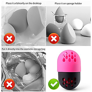 keilend Makeup Sponge Holder, Beauty Sponge Container with Cover,Reusable Protective Carrying Container,Sponge Dustproof Case for Travel, Home(Pink-Black)