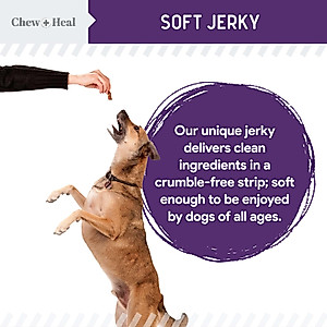 Chew + Heal Labs Dog Salmon Jerky Treats for Hip and Joint - 12 oz of Mobility Soft Dog Jerky Treats - Made with Alaskan Salmon, Turmeric, Glucosamine, Chondroitin, Green Lipped Mussel, and More